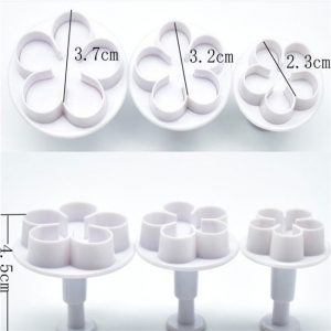 4pcs/Set Blossom Flower Plunger Cutter For Fondant Cake - Dokanpat